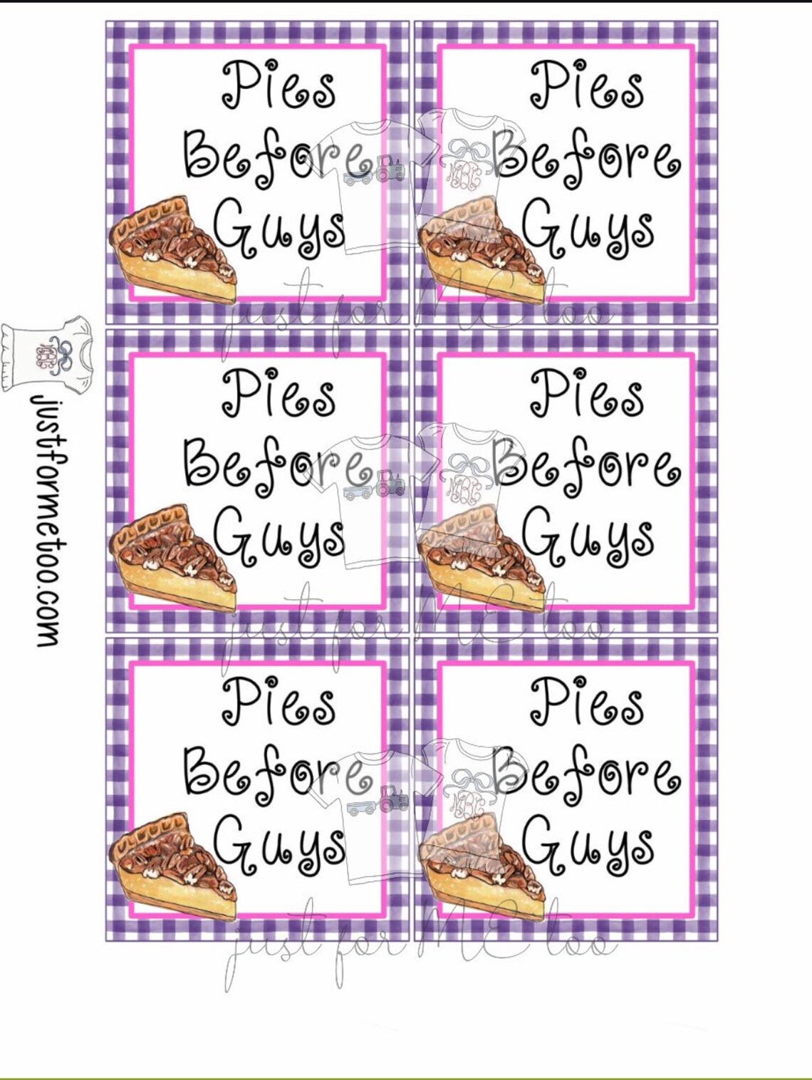 Pecan Pie Printable Tags Instant DownloadPies Before Guys | Etsy