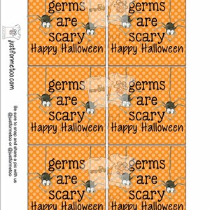 Halloween Printable Tags, Instant Download, Germs Are Scary Tags ...