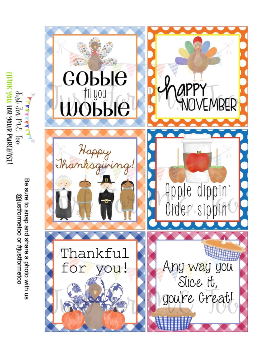 November Tag Bundle, Printable Tag Bundle, Digital Tags, Gift Tag ...