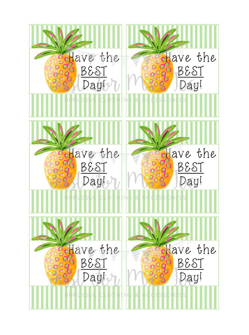 Instant Download Printable Pineapple Tag Summer Party Tag | Etsy