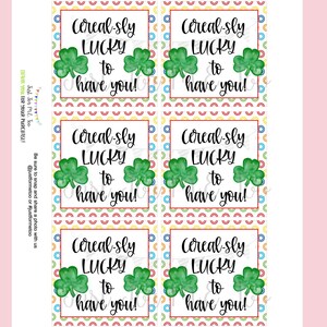 Cerealsly Lucky Printable Tags, Instant Download, Lucky Friend Tags ...