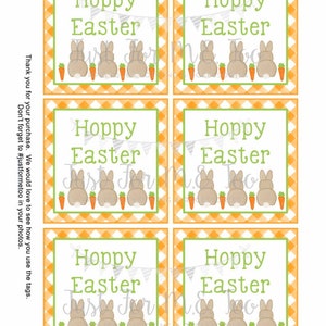 Easter Printable Tags, Instant Download, Bunny Tags, Square Gift Tags ...