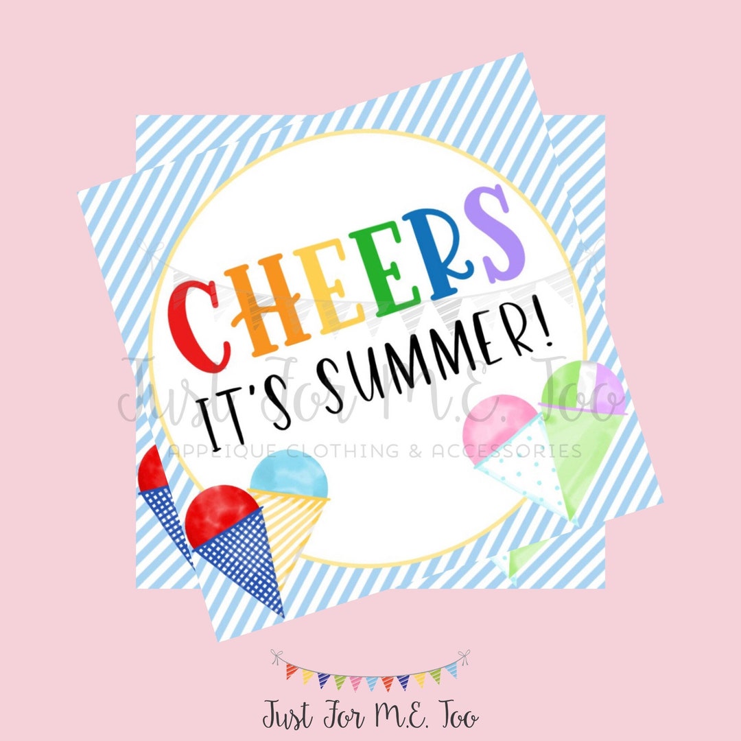Summer Printable Tags, Cheers It's Summer, Summer, Instant Download ...