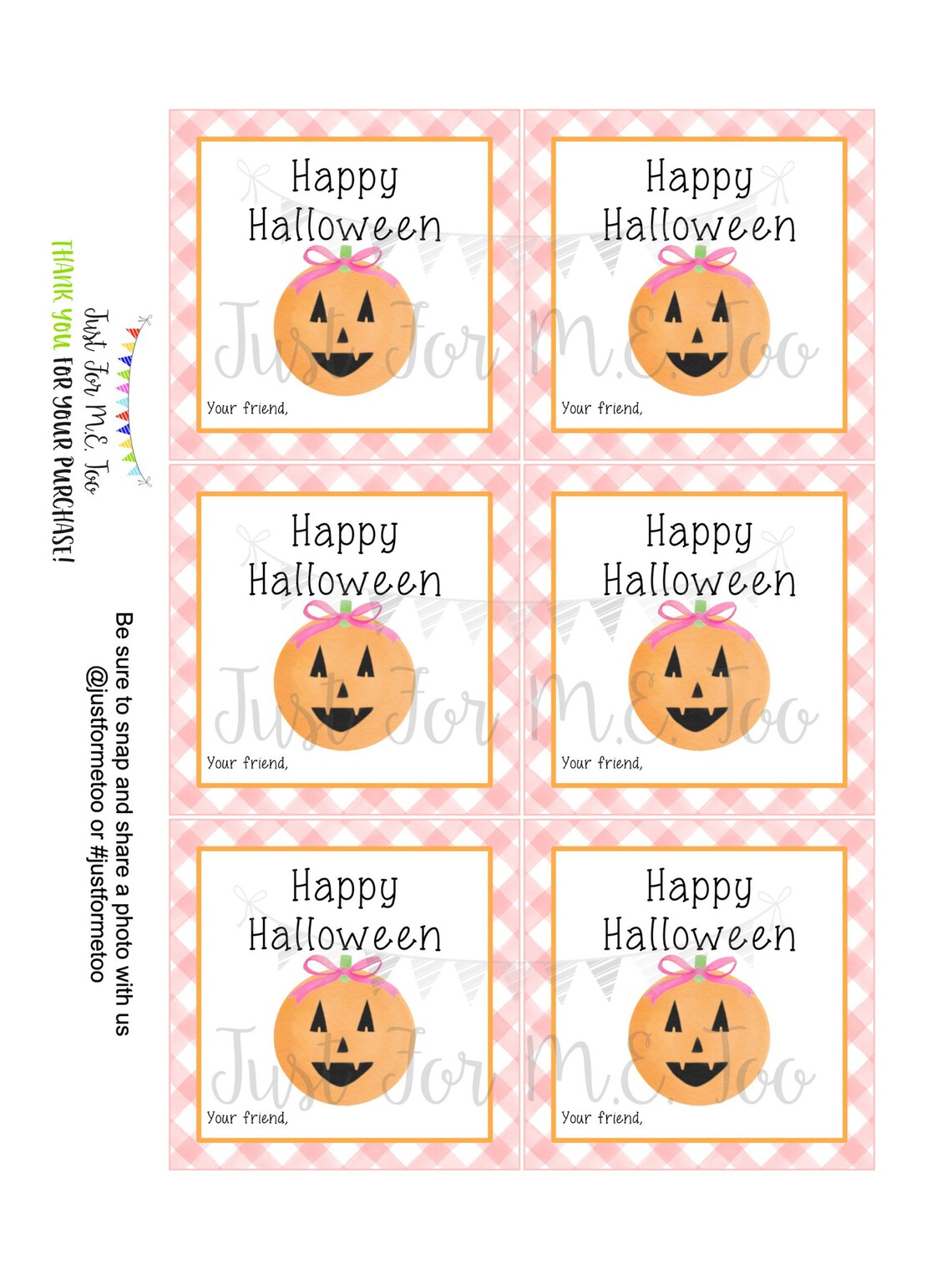 Halloween Printable Tags Instant Download Happy Halloween - Etsy