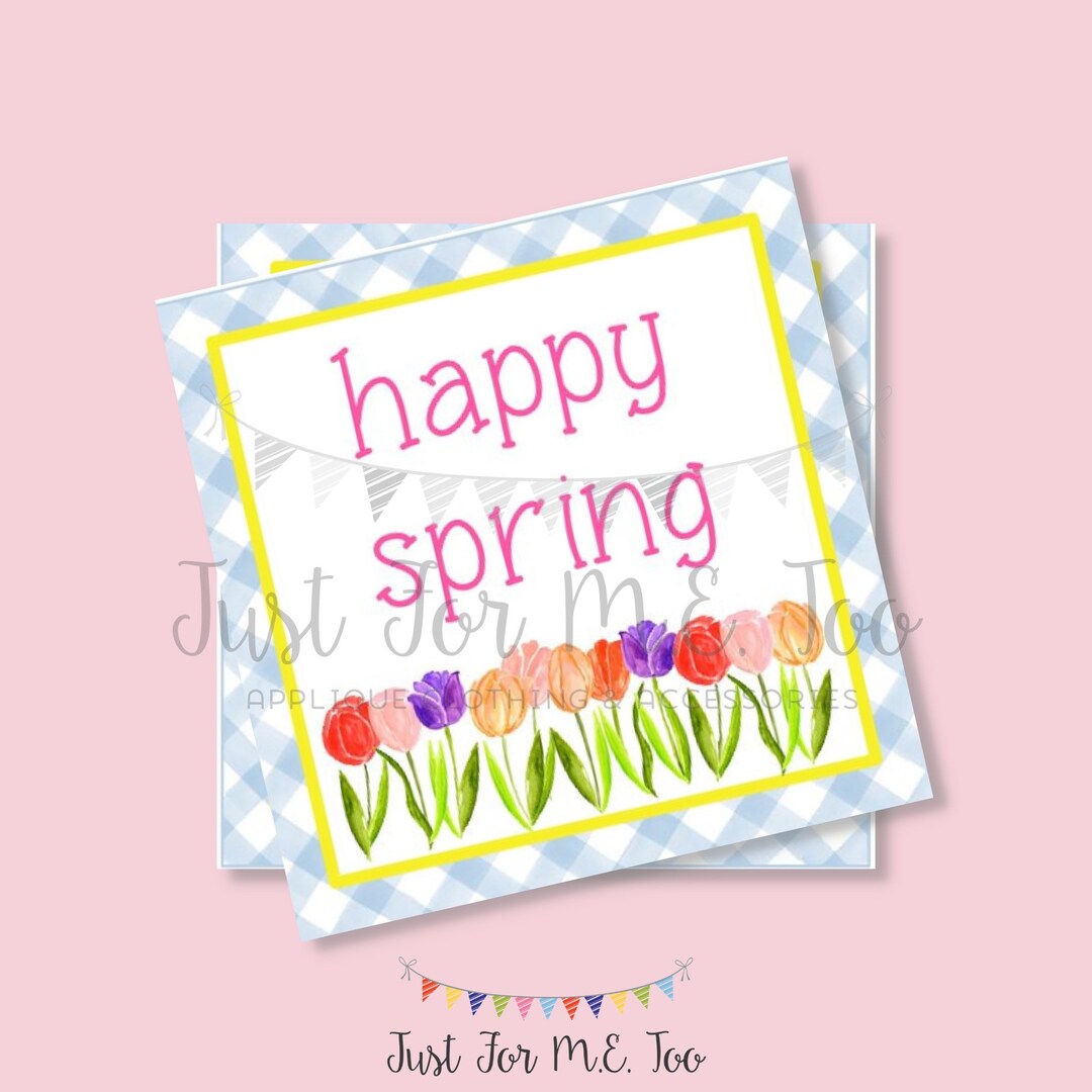 Happy Spring Tulip Printable Tags, Instant Download, Spring Tags ...