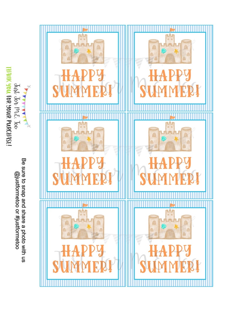 Happy Summer Printable Tags Beach Tag Instant Download - Etsy