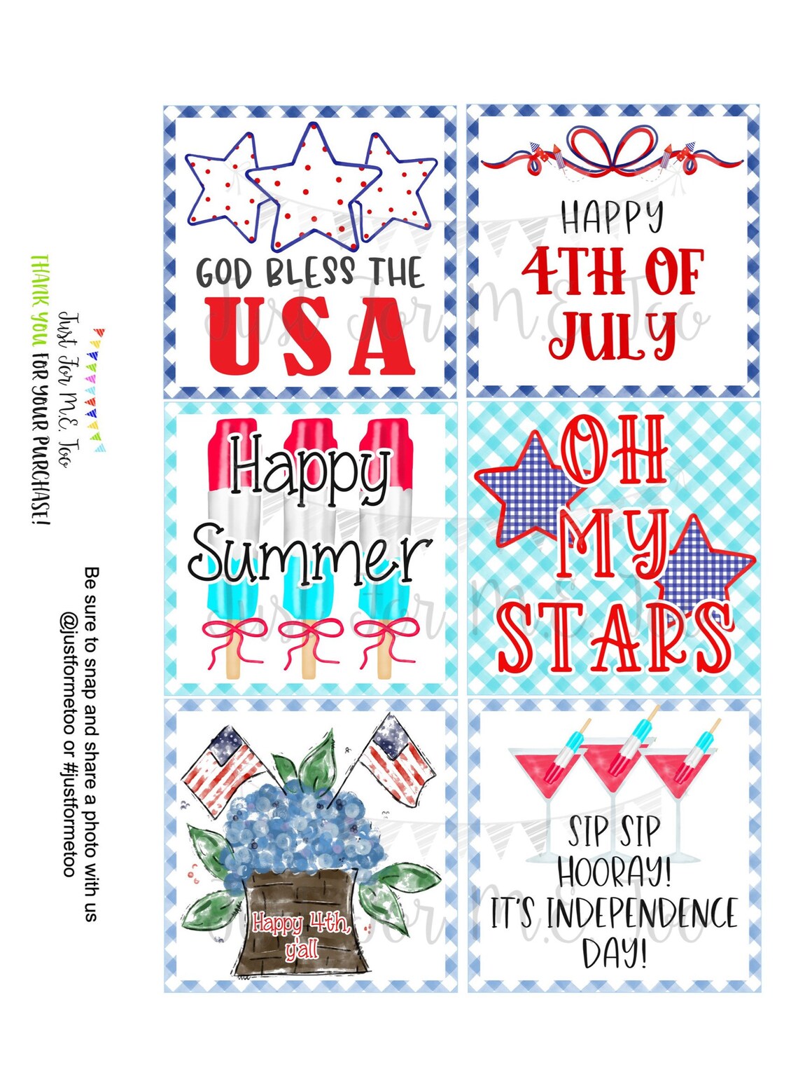Instant Download Printable 4th of July Tag American Flag Tag - Etsy