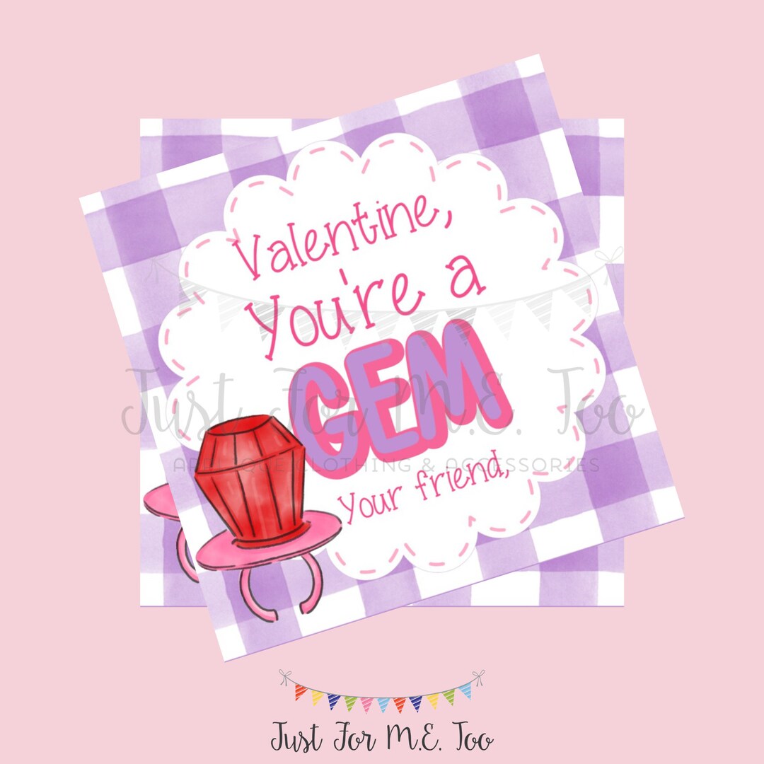 Valentine Printable Tags, Digital Download, You're a Gem, Girl's ...