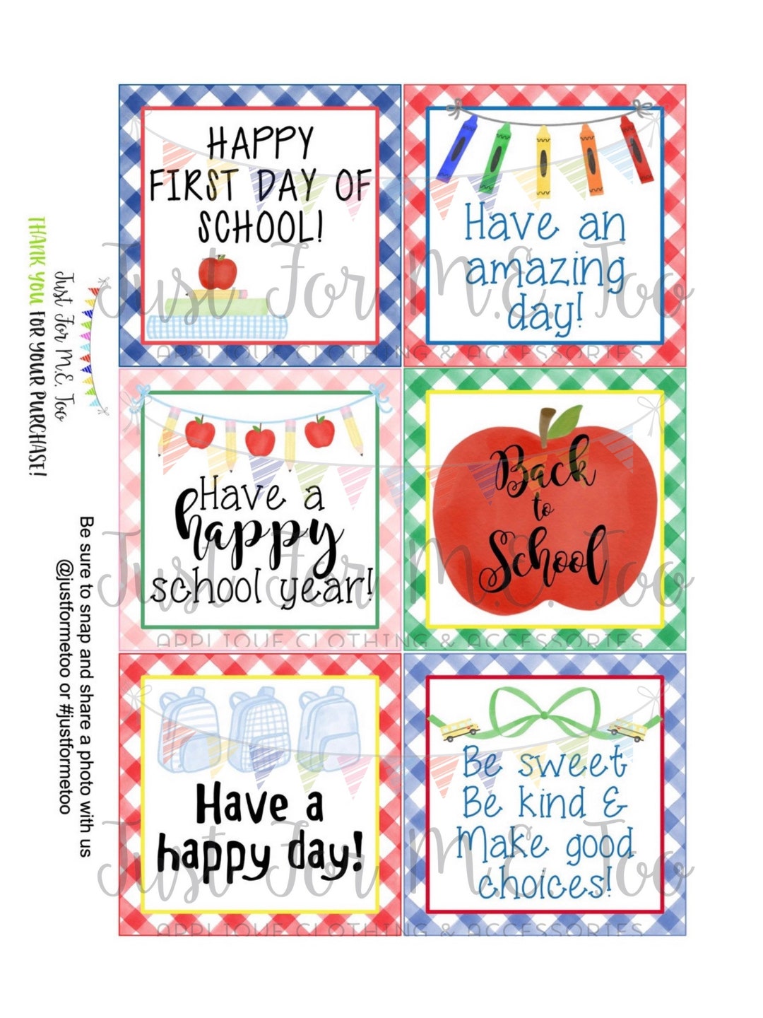 Back to School Printable Tags, Back to School, First Day of School Tags ...