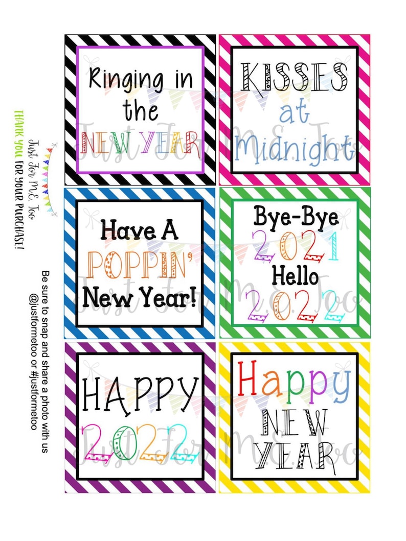 Happy New Year Printable Tag Instant Download Gift Tag 2022 - Etsy