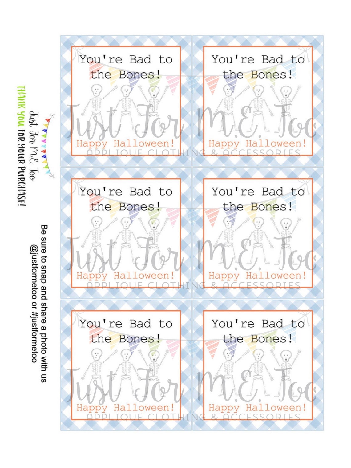 Halloween Printable Tags Instant Download Skeleton Tags - Etsy