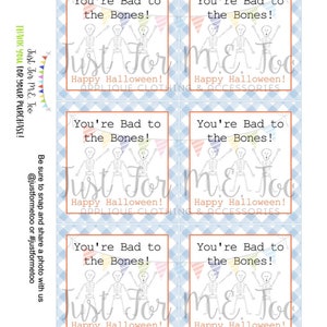 Halloween Printable Tags, Instant Download, Skeleton Tags, Square Gift ...
