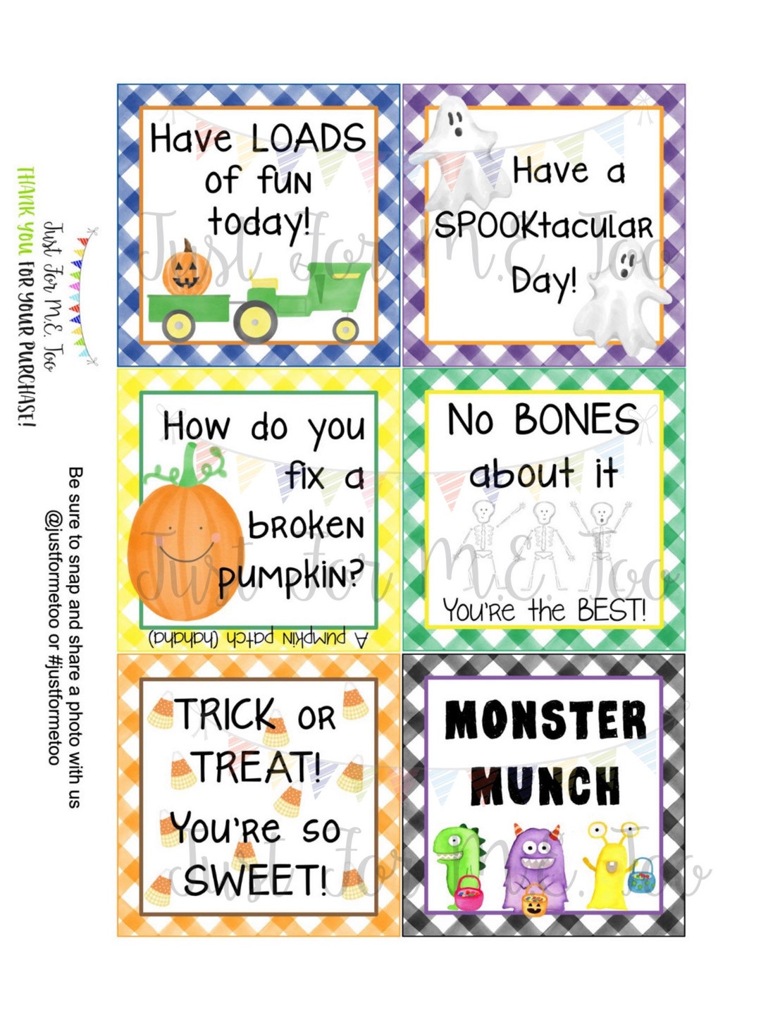Halloween Lunchbox Notes Printable Tags, October, Fall School Tags ...