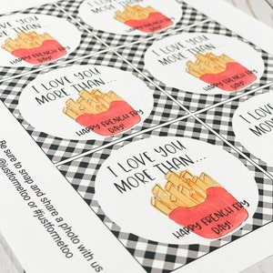 Printable Tags, Instant Download, French Fries Tags, Square Gift Tags ...