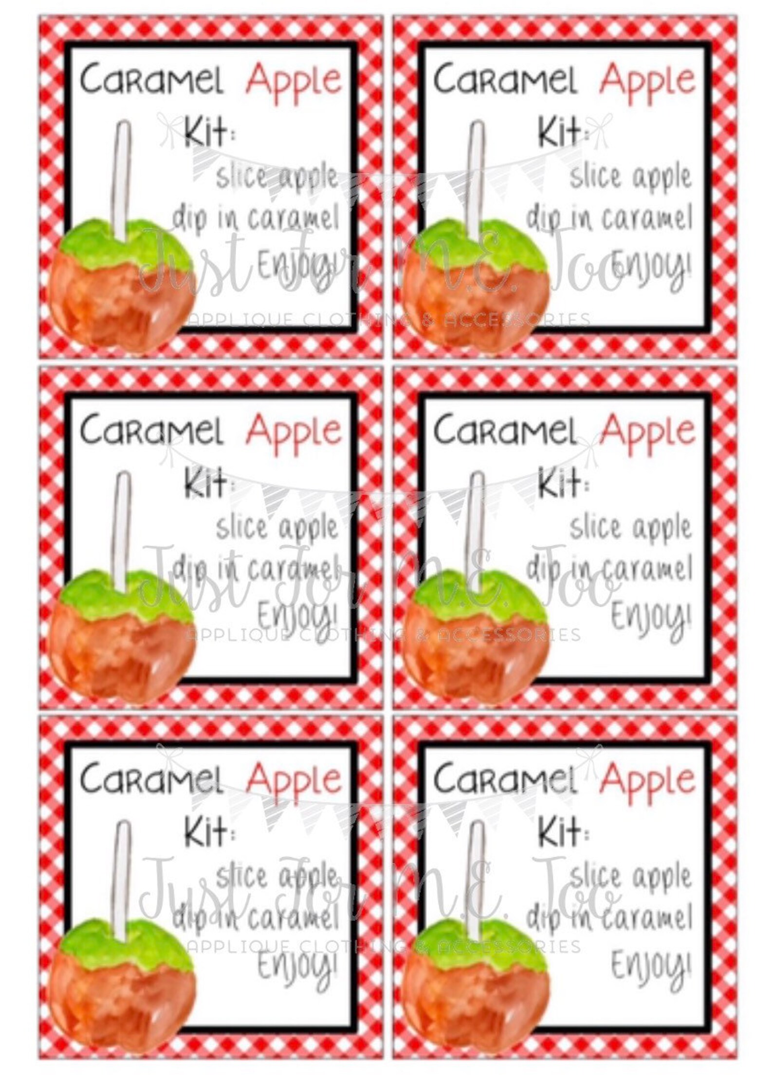Caramel Apple Printable Tags, Caramel Apple Kit, Instant Download, Fall ...