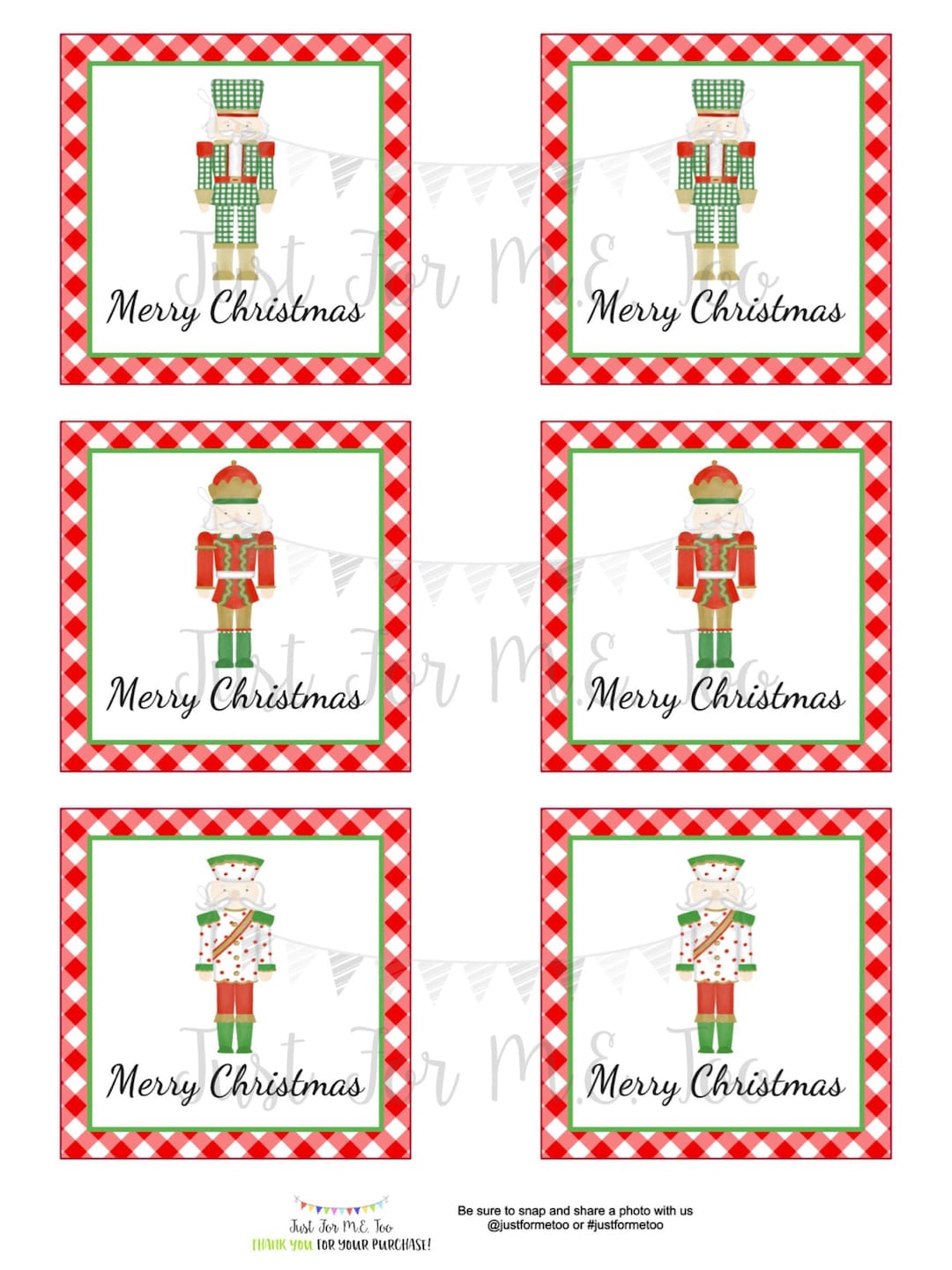 Christmas Printable Tags, Instant Download, Christmas Tags, Square Gift ...