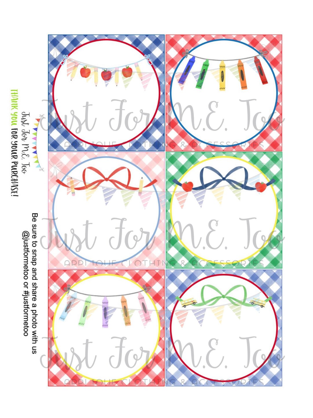 School Printable Tags, Blank School Notes, Lunchbox Notes, Lunch Box ...