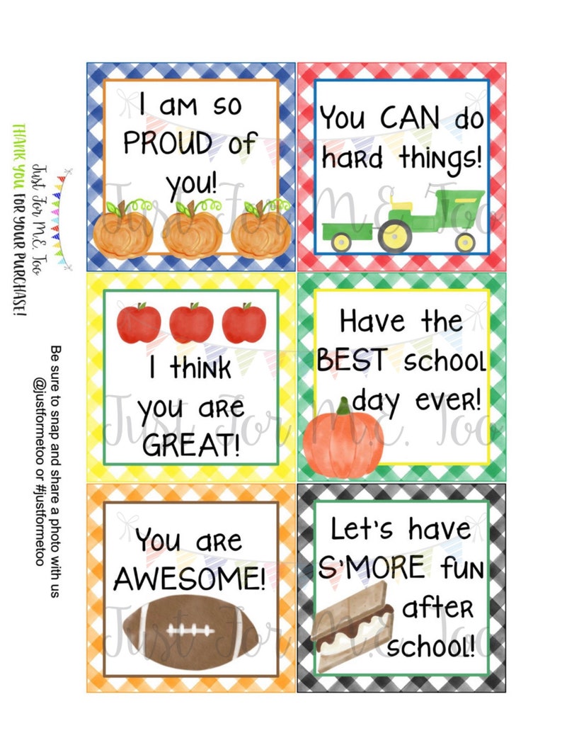 Fall Lunchbox Notes Printable Tags September Fall School - Etsy