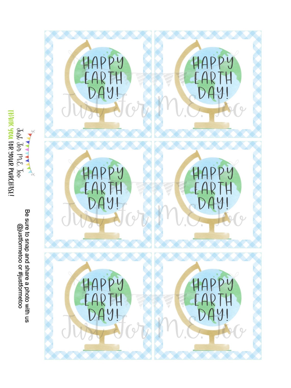 Earth Day Printable Tag Earth Day Happy Earth Day Printable | Etsy