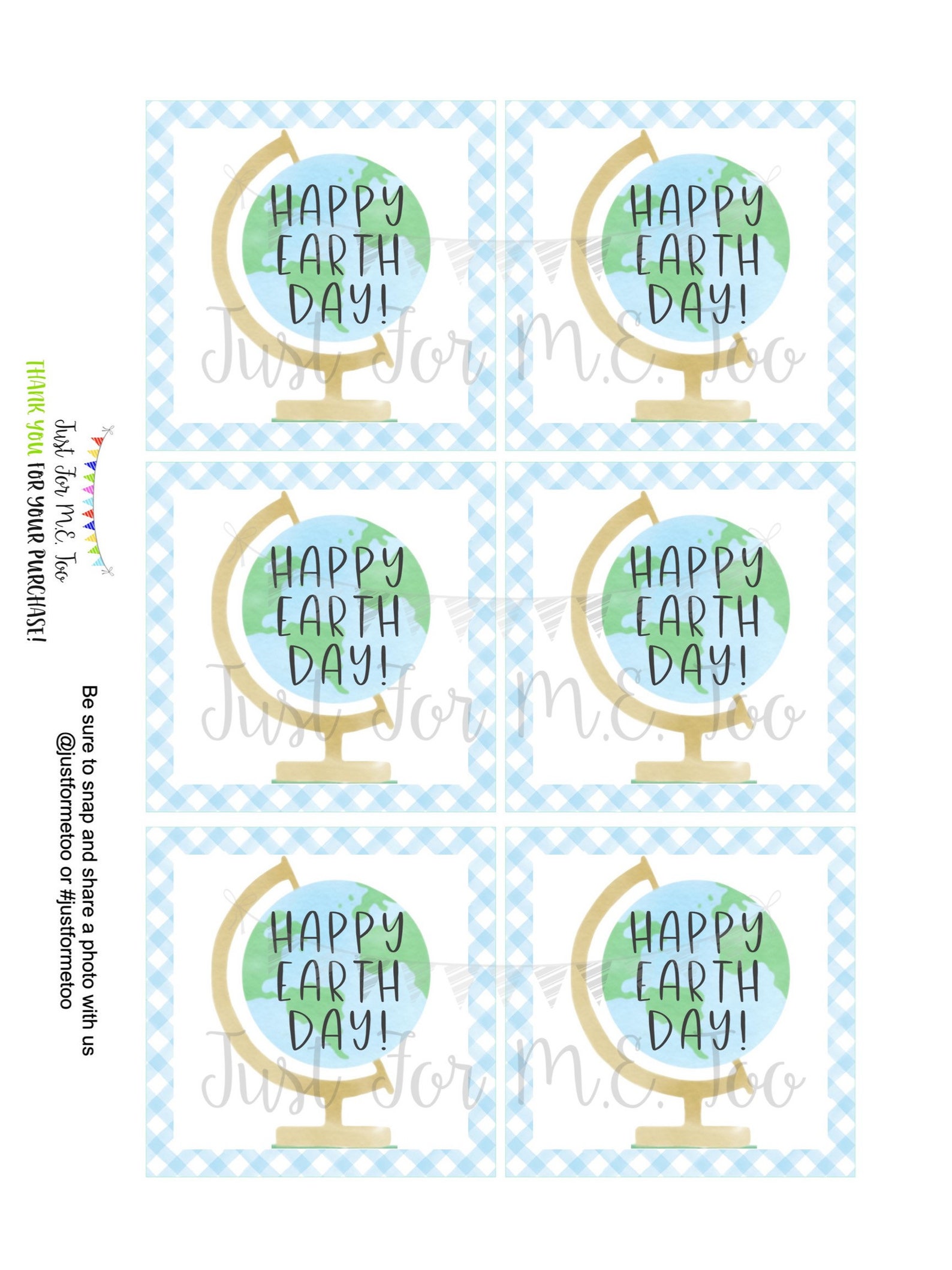 Earth Day Printable Tag Earth Day Happy Earth Day Printable | Etsy