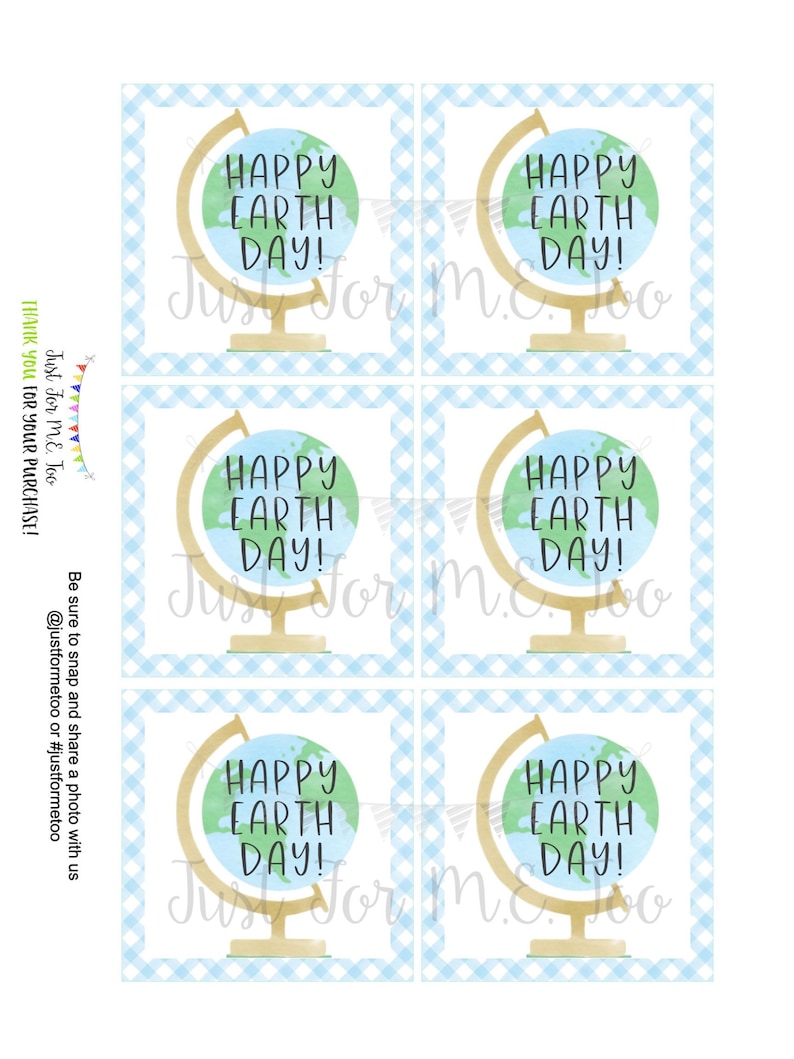 Earth Day Printable Tag, Earth Day, Happy Earth Day, Printable Tag ...