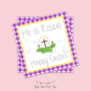 Easter Printable Tags, Instant Download, He is Risen Tags, Square Gift ...