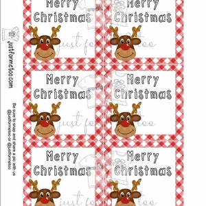 Reindeer Printable Tags, Instant Download, Christmas Tags, Square Gift ...