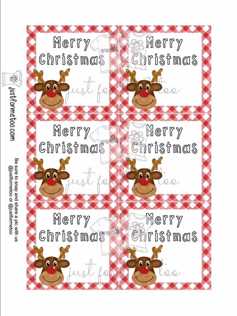 Reindeer Printable Tags Instant Download Christmas Tags - Etsy