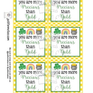 St. Patrick's Day Printable Tags, Instant Download, More Precious Than ...