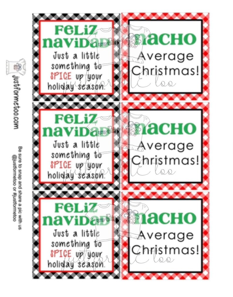 Christmas Printable Tag, Feliz Navidad, Nacho Average Christmas ...