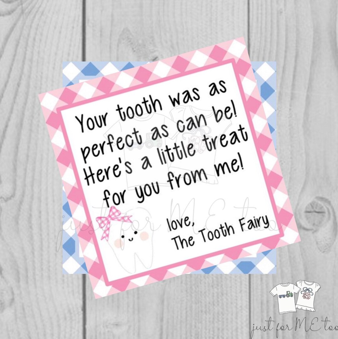 Tooth Fairy Printable Tags, Instant Download, Tooth Tags, Square Gift ...