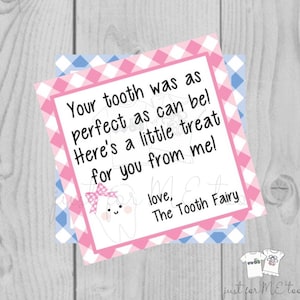 Tooth Fairy Printable Tags, Instant Download, Tooth Tags, Square Gift ...
