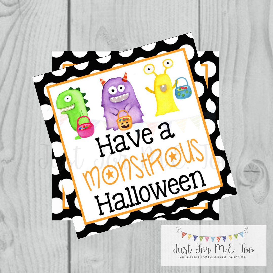 Halloween Printable Tags, Instant Download, Monster Halloween Tags ...