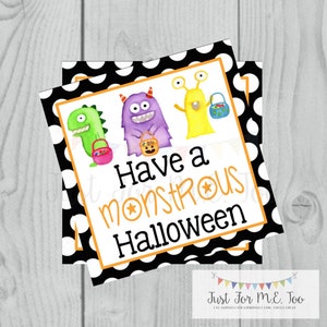 Halloween Printable Tags, Instant Download, Monster Halloween Tags ...