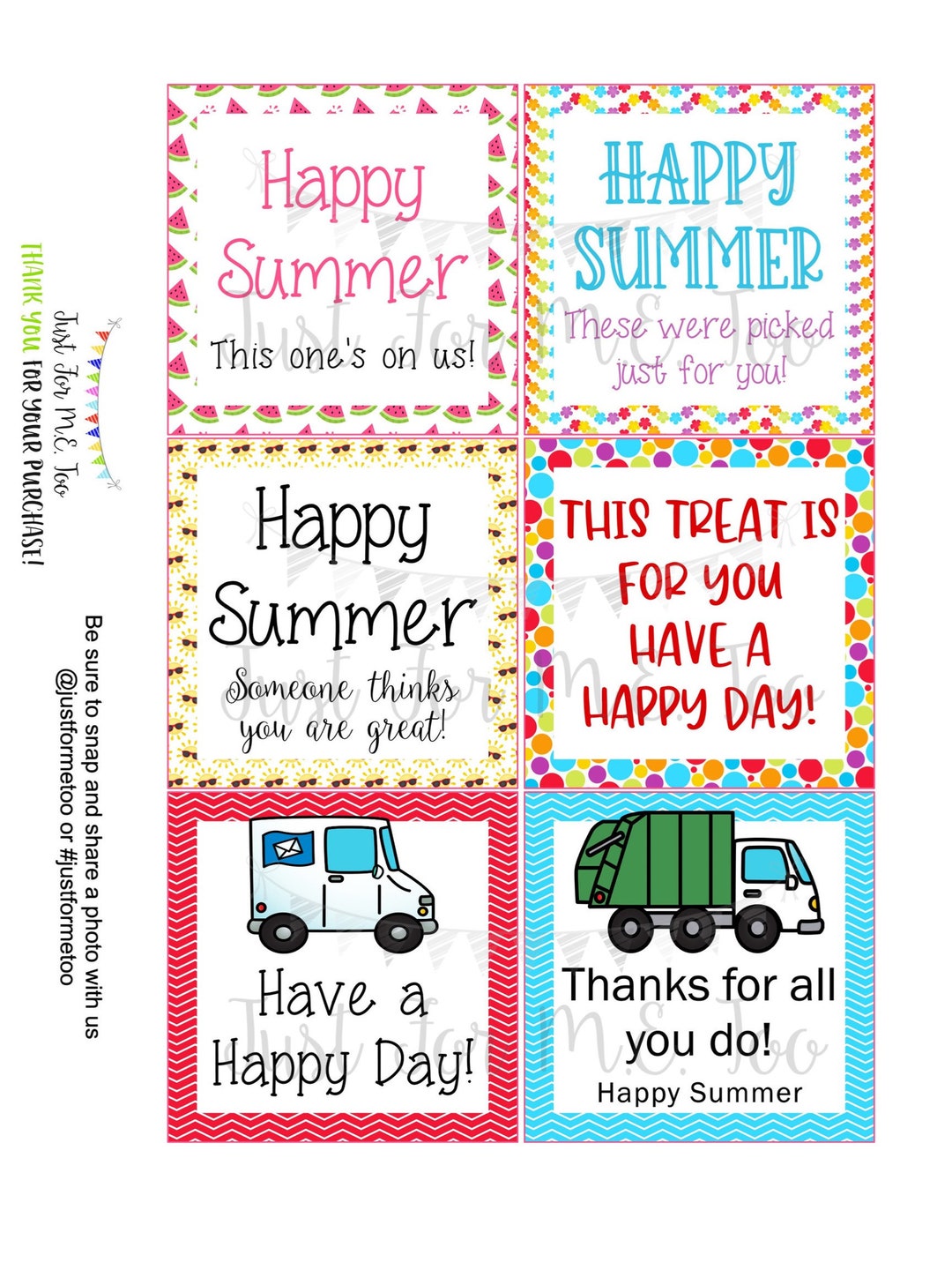 Summer Bundle Printable Tag Bundle, Digital Tags, Gift Tag, Summer Tag ...