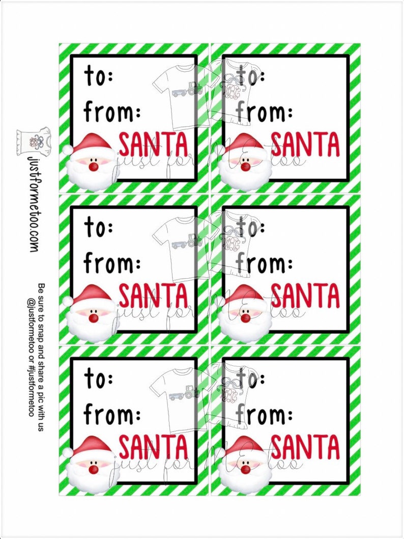 Santa Printable Tags, Instant Download, Christmas Tags, Square Gift ...