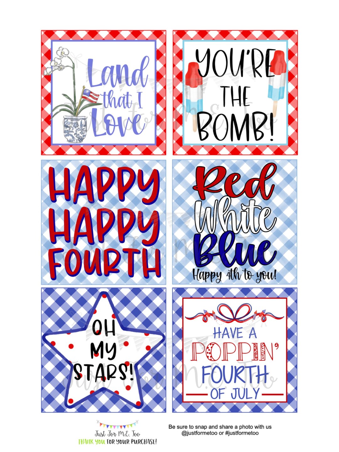Instant Download Printable 4th of July Tag, American Flag Tag, July 4th ...