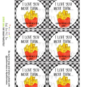 Printable Tags, Instant Download, French Fries Tags, Square Gift Tags ...