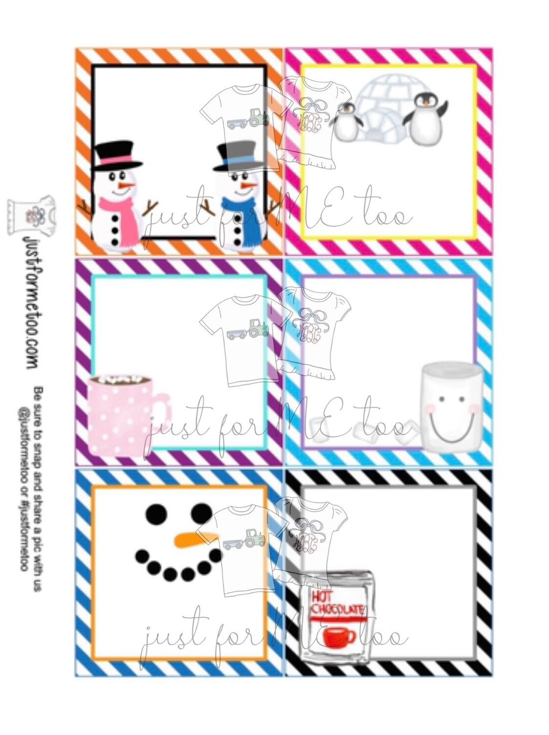 Winter Printable Tags, Instant Download, Winter Blank Tags, Square Gift ...