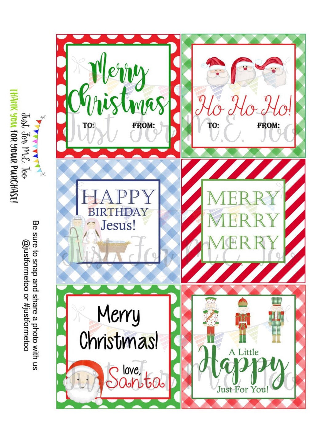 December Bundle Printable Tag Bundle, Christmas Tags, Santa Tag, Merry ...
