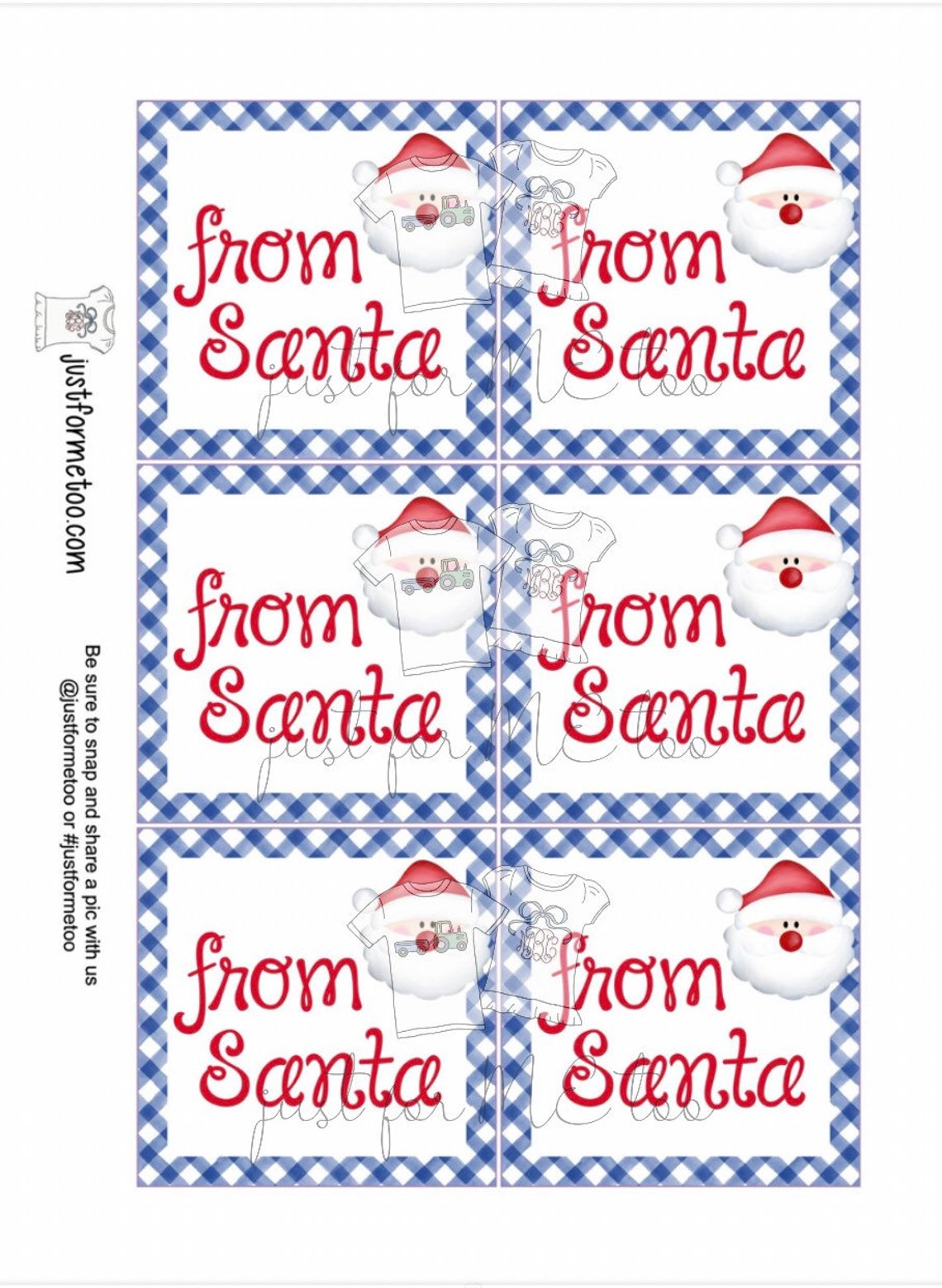 Santa Printable Tags Instant Download Christmas Tags Square - Etsy