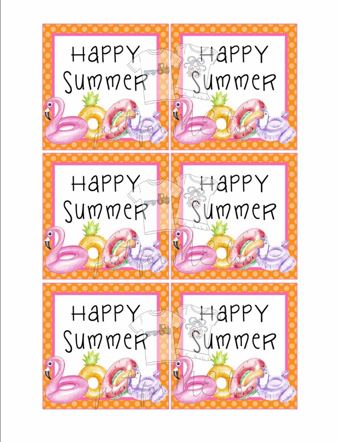 Happy Summer Printable Tags Floating Into Summer Instant | Etsy