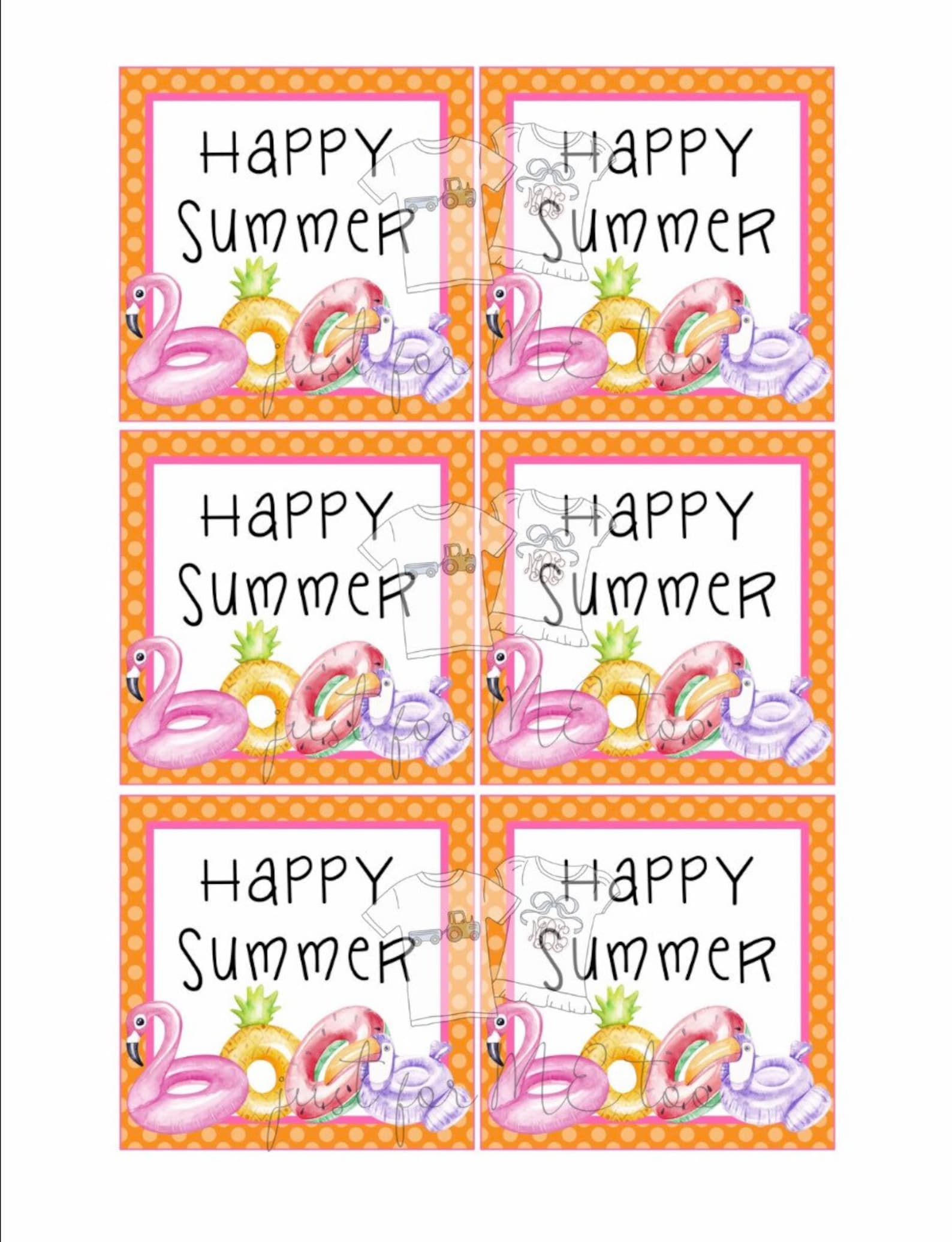 Happy Summer Printable Tags Floating Into Summer Instant | Etsy