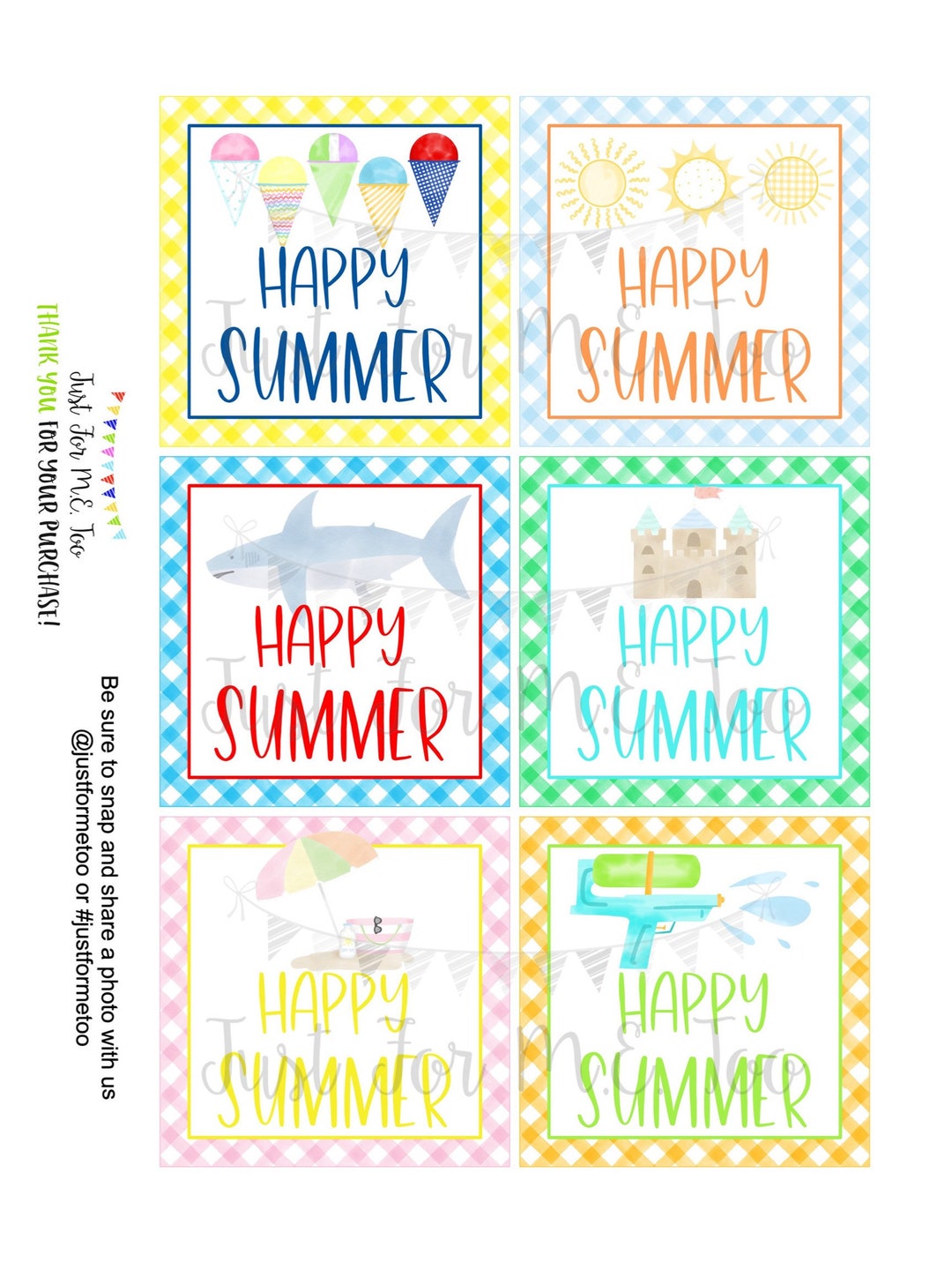 Printable Tags, Instant Download, Digital Download, Gift Tags, Summer ...