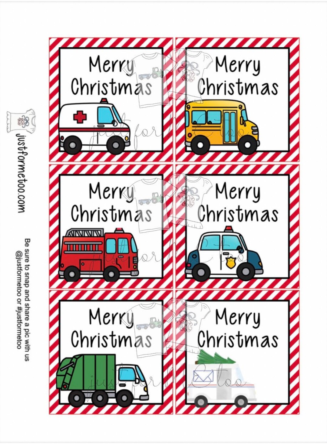 Christmas Printable Tags, Community Helpers, Merry Christmas Instant ...