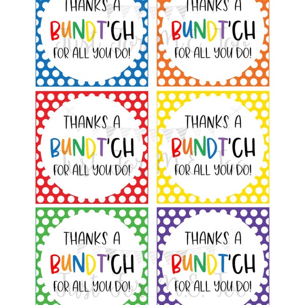 Bundt Cake Tags for Teacher - Etsy