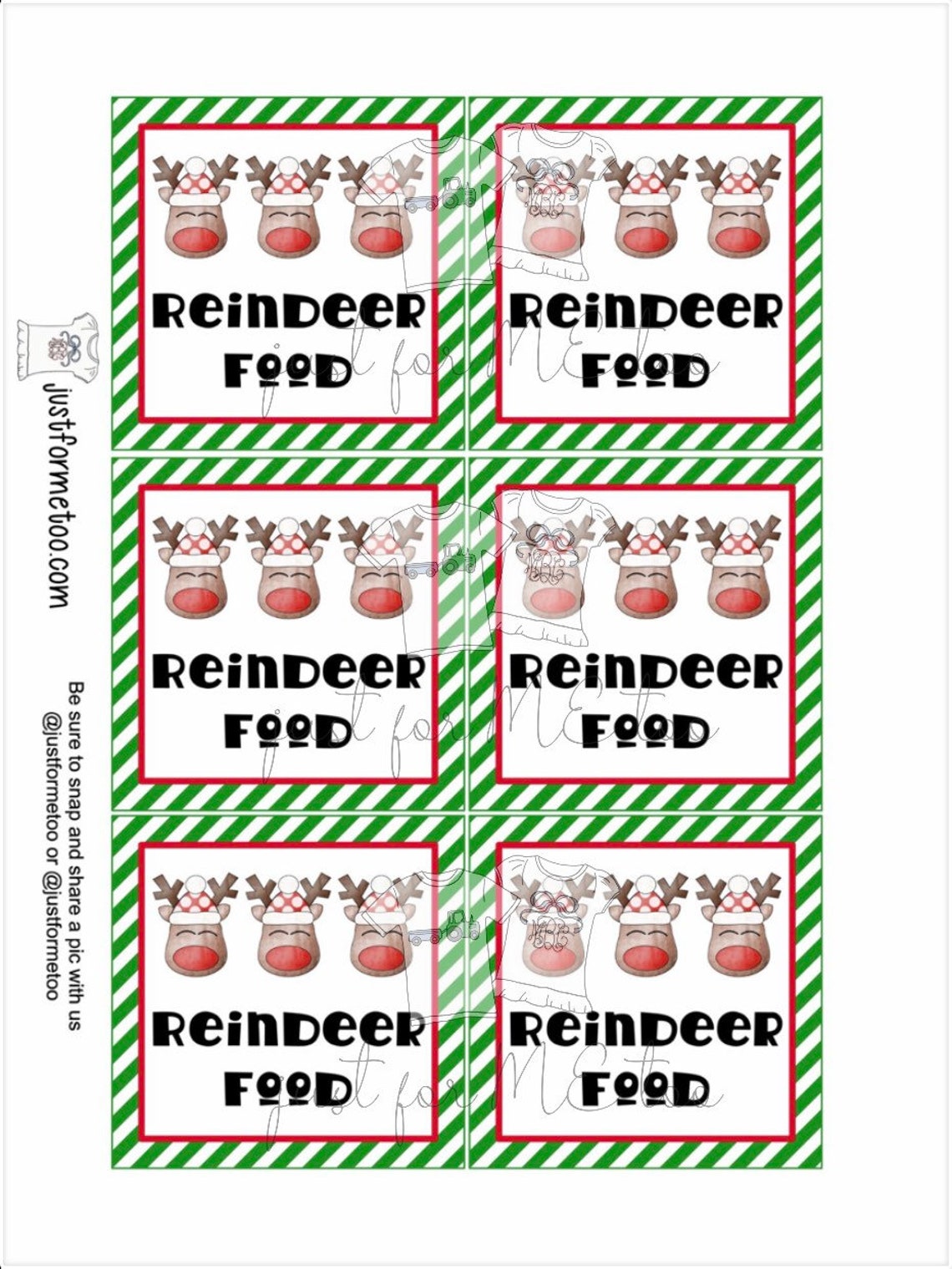 Reindeer Food Printable Tags Instant Download Christmas - Etsy