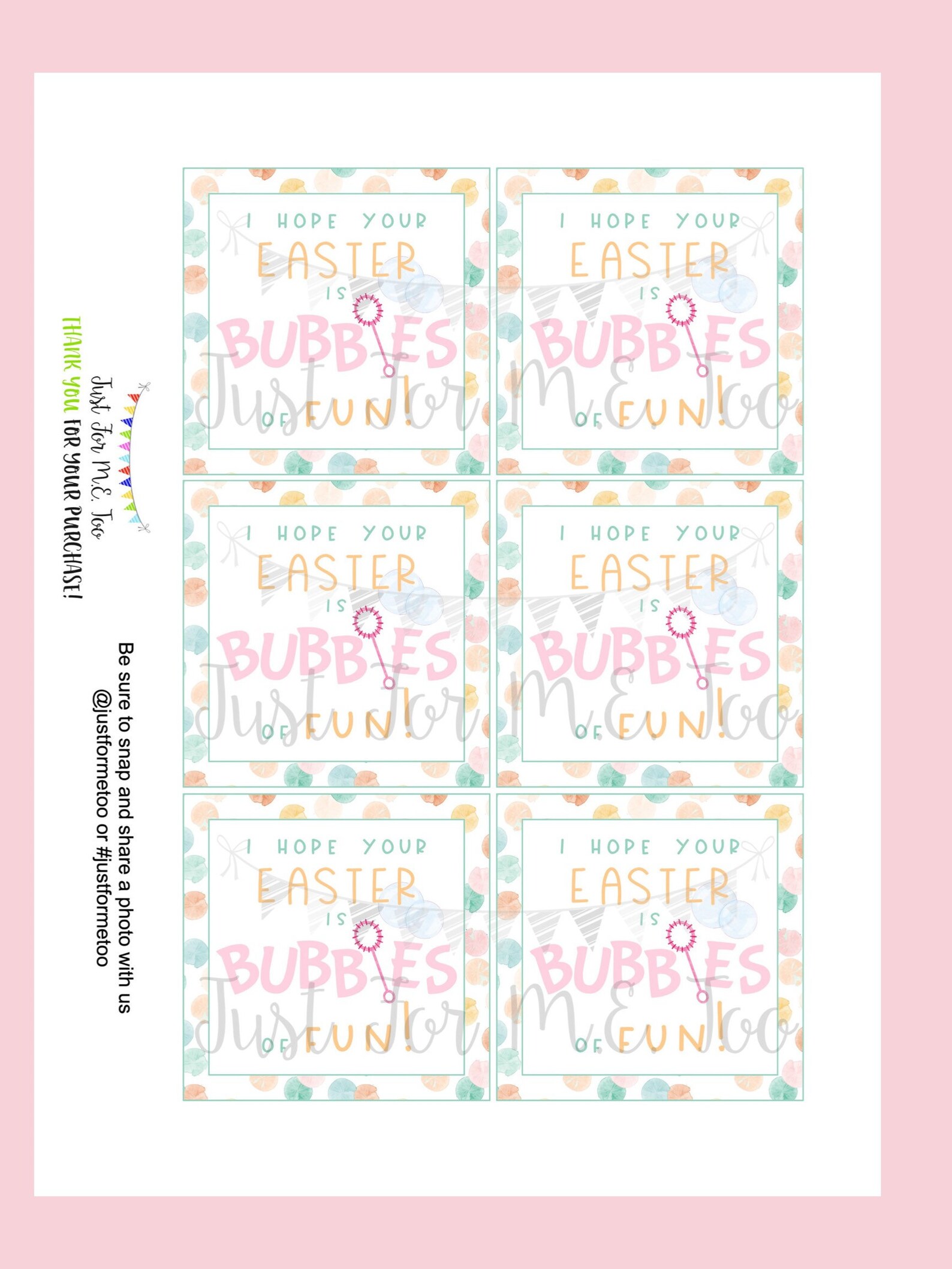 Easter Printable, Easter Gift Tag, Easter Bubbles, Kids Tag, Friend ...