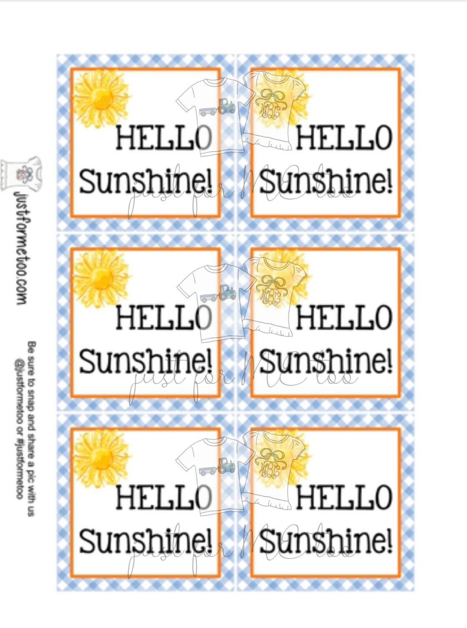 Printable Tags, Hello Sunshine, Instant Download, Friendship Tags ...