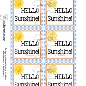 Printable Tags, Hello Sunshine, Instant Download, Friendship Tags ...
